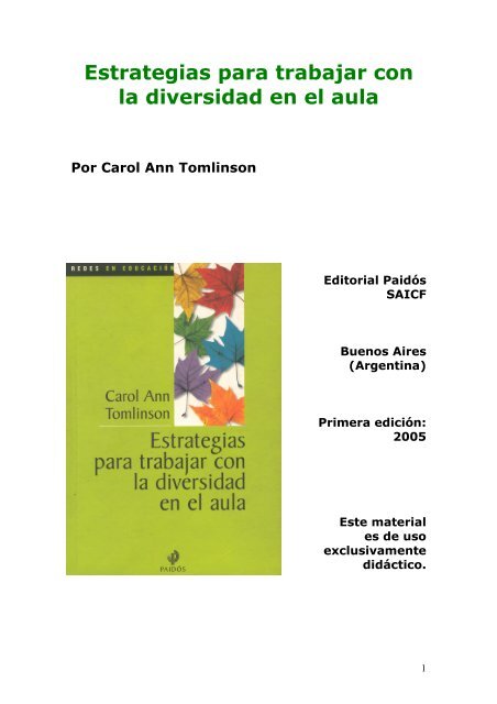 El fundamento de la enseñanza diferenciada en aulas con ...