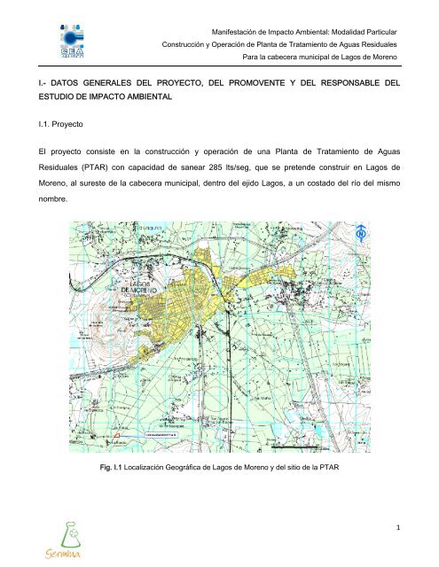 1 I.- DATOS GENERALES DEL PROYECTO, DEL ... - sinat - Semarnat 1 I.- DATOS GENERALES DEL PROYECTO, DEL ... - sinat - Semarnat