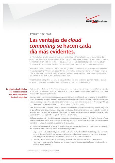 Las ventajas de cloud computing se hacen cada ... - Verizon Business