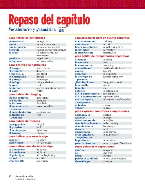 Vocabulario y gramática