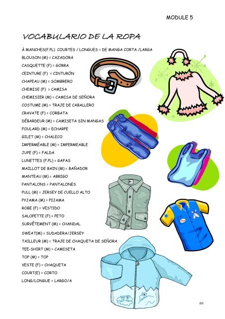 VOCABULARIO DE LA ROPA - Colegio Santa María del Pilar