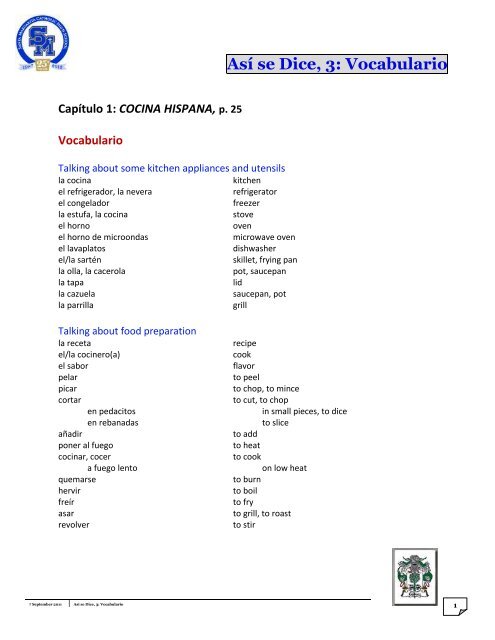 Así se Dice, 3: Vocabulario