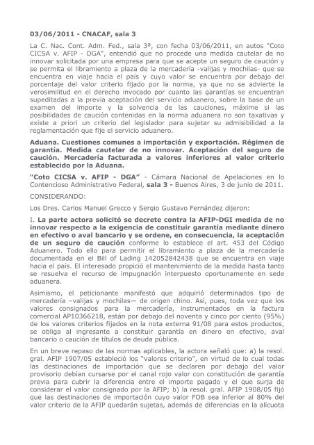 Coto CICSA c/ AFIP - DGA - IAEA