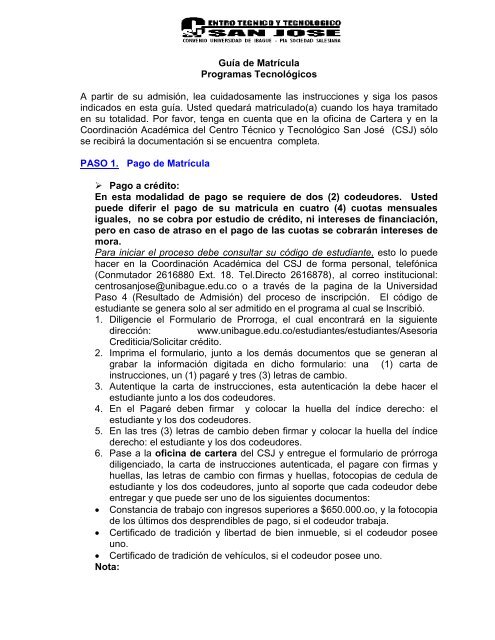 Programas Tecnológicos - SIA - Universidad de Ibagué