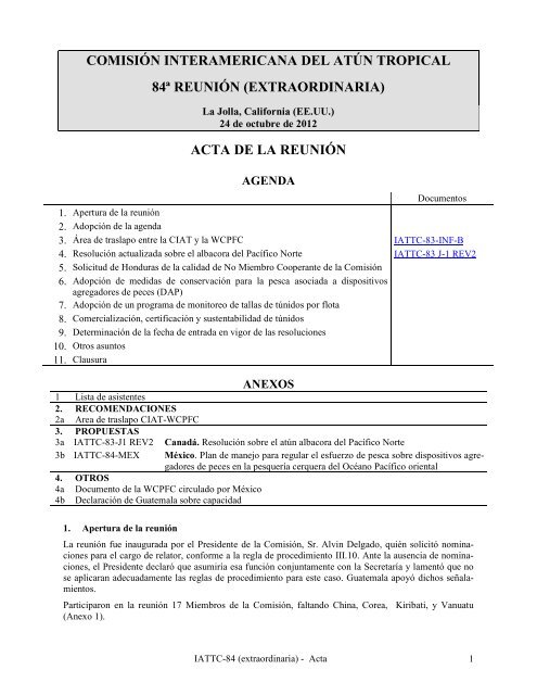 extraordinaria - Comisión Interamericana del Atún Tropical