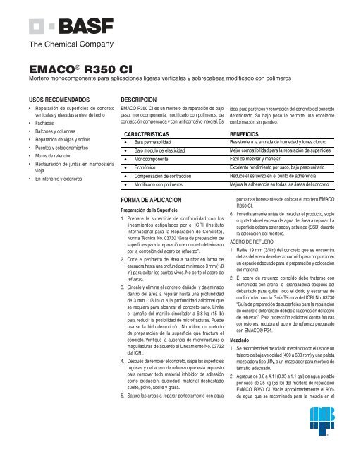 EMACO® R350 CI - BASF in Puerto Rico, BASF in the Caribbean