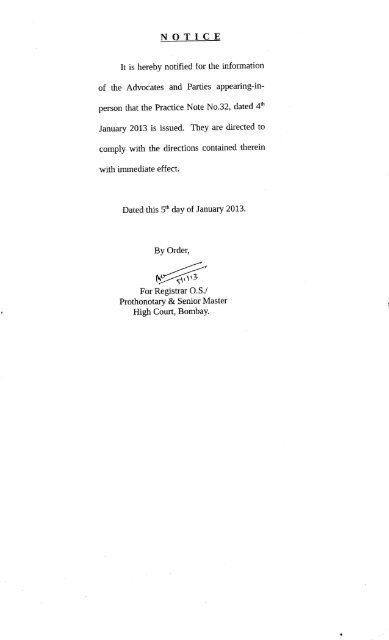 Practice Note-32 - Bombay High Court