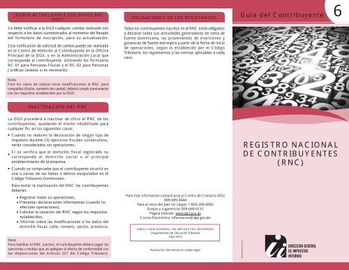 REGISTRO NACIONAL DE CONTRIBUYENTES (RNC) - Direccion ...