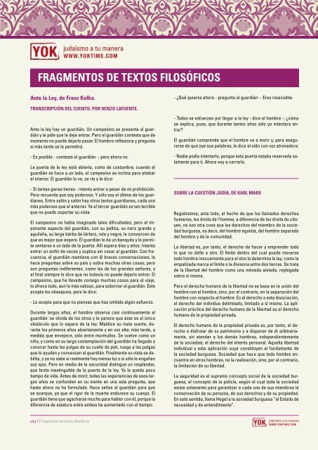 FRAGMENTOS DE TEXTOS FILOSÓFICOS - YOK