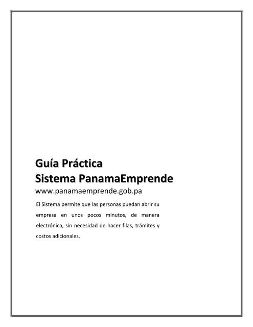 Guía Práctica Sistema PanamaEmprende - Panamá Emprende