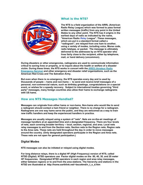 What is the NTS? How are NTS Messages Handled? Digital ... - ARRL
