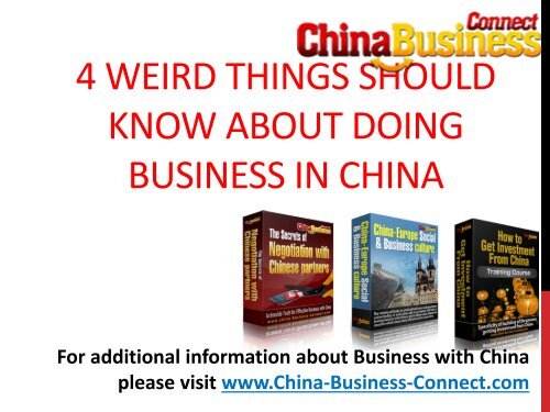 KNOW ABOUT DOING BUSINESS IN CHINA