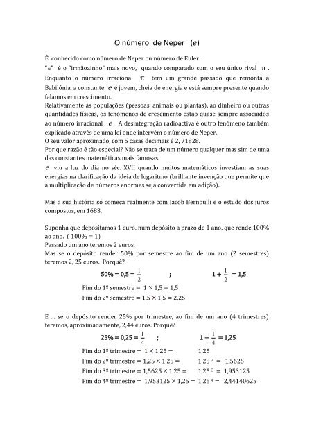 O número de Neper (e)