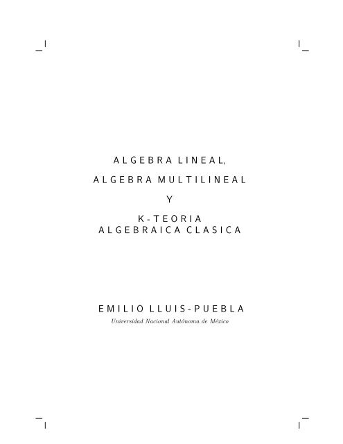 algebra lineal, algebra multilineal y k-teoria algebraica clasica