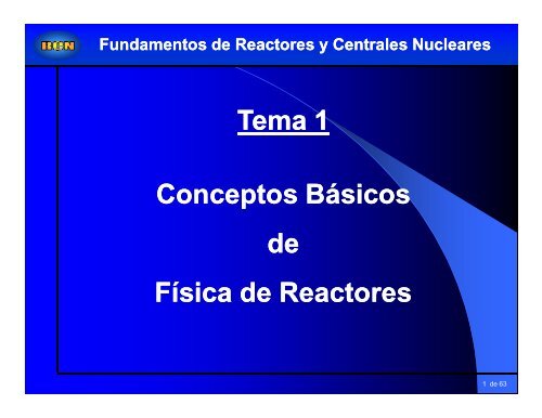Tema 1 Conceptos Básicos de Física de Reactores