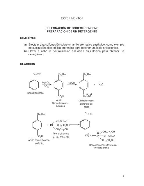 SULFONACIoN DE DODECILBENCENO - quimica organica