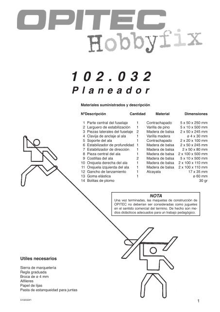 Planos De Planeador De Balsa De Lanzamiento Manual Planeador De Balsa