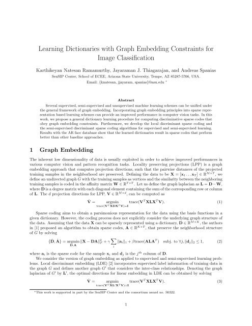 Learning Dictionaries with Graph Embedding Constraints for Image ...