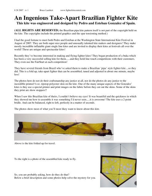 An Ingenious Take-Apart Brazilian Fighter Kite - fighter kites