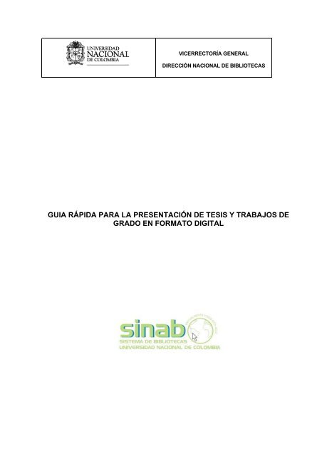 guia rápida para la presentación de tesis y trabajos de grado en ...
