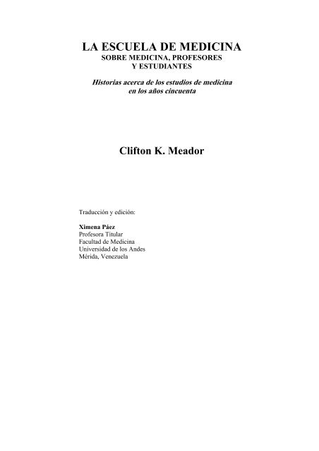 LA ESCUELA DE MEDICINA - Saber ULA - Universidad de Los Andes