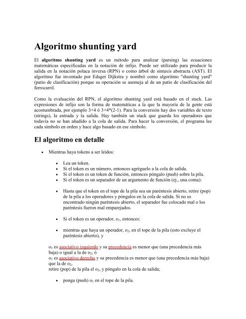 Algoritmo shunting yard