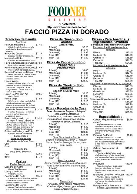 FACCIO PIZZA IN DORADO - About Food Net Dorado