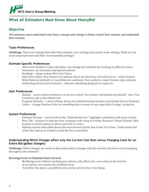 What all Estimators Must Know About HeavyBid - HCSS