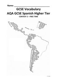 GCSE Vocabulary - AQA GCSE Spanish Higher Tier Textbook