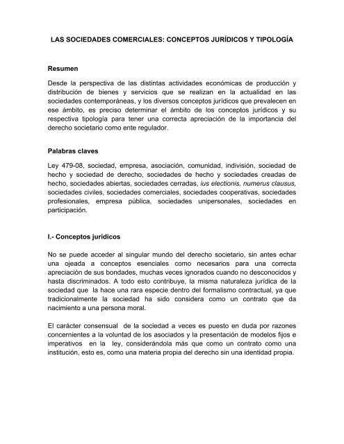 LAS SOCIEDADES COMERCIALES: CONCEPTOS ... - Puello Herrera
