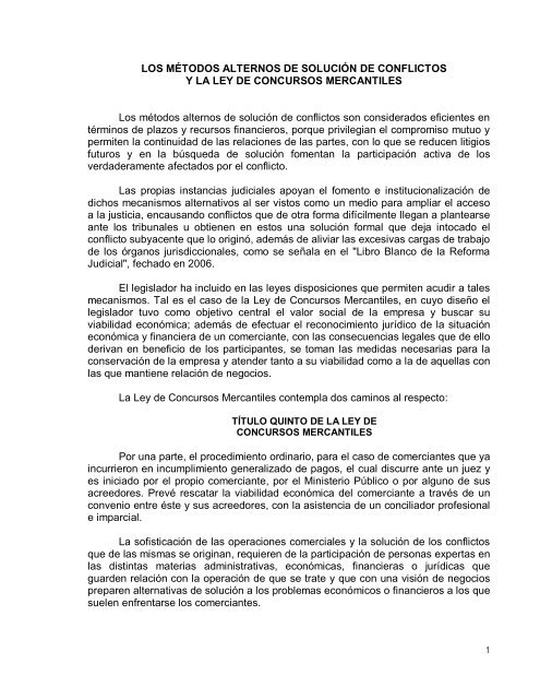 LOS MÉTODOS ALTERNOS DE SOLUCIÓN DE CONFLICTOS Y LA ... LOS MÉTODOS ALTERNOS DE SOLUCIÓN DE CONFLICTOS Y LA ...