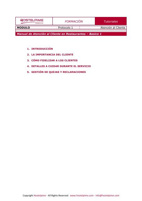 MANUAL DE ATENCIÓN AL CLIENTE MANUAL DE ATENCIÓN AL CLIENTE