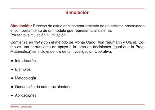 Generaci ´on de n ´umeros aleatorios