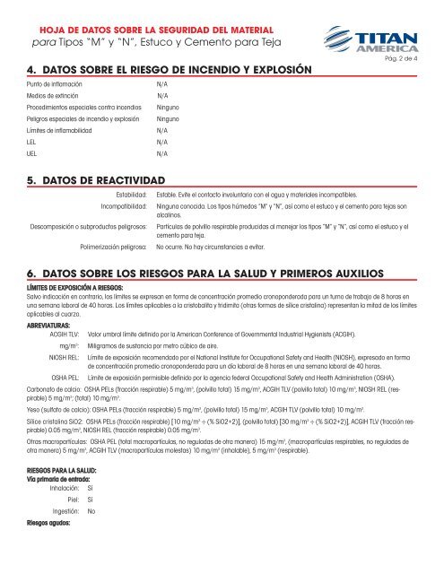 HOJA DE DATOS SOBRE LA SE