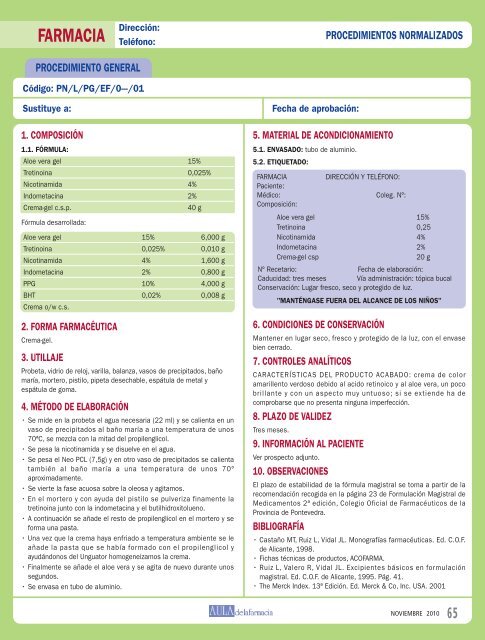 Formulación Magistral - Aula de la Farmacia