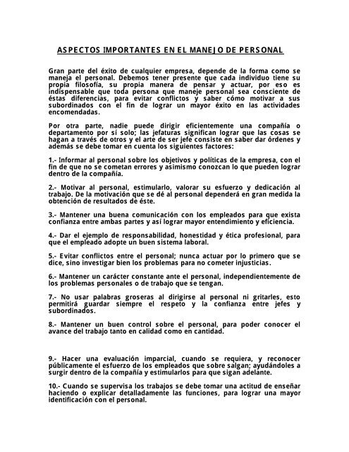 Aspectos básicos manejo de personal