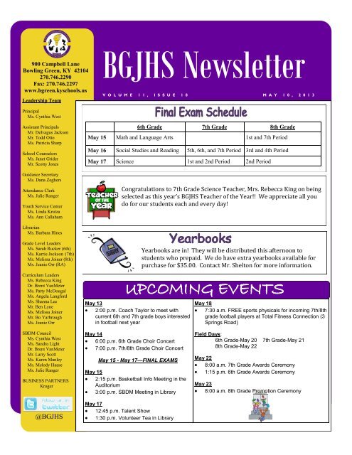 BGJHS Newsletter
