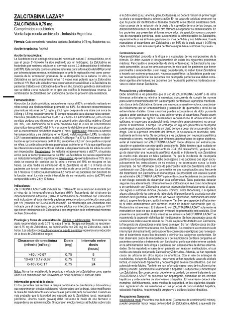 Prospecto del producto - Laboratorio Lazar