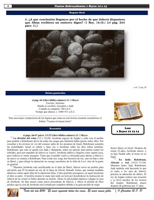1 Reyes 12 a 14 - Puntos Sobresalientes
