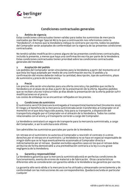 Condiciones contractuales generales - Berlinger & Co. AG
