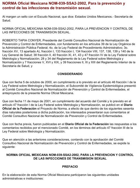 Nom 039 SSA2 2002 - Comisión Nacional de los Derechos Humanos