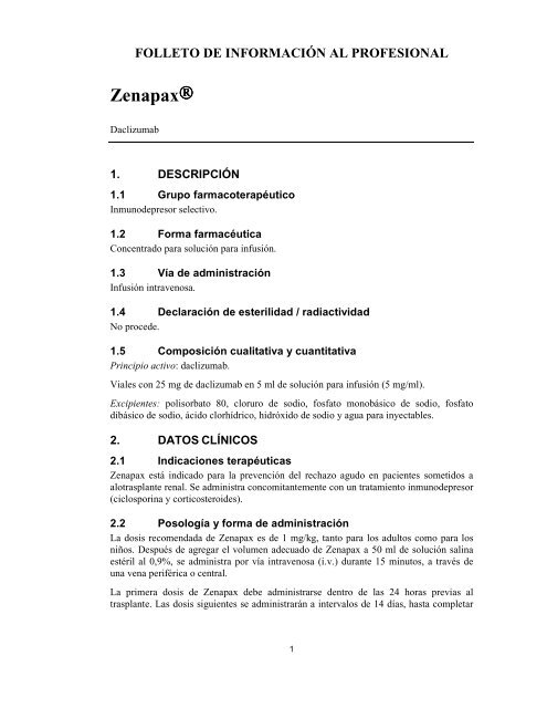 Folleto Médico Zenapax - Roche