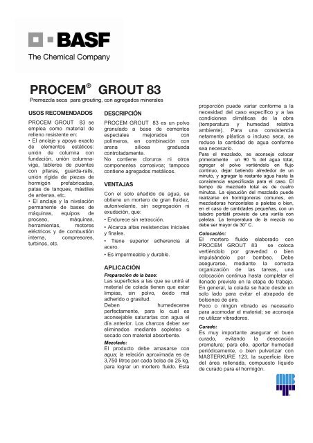 PROCEM GROUT 83