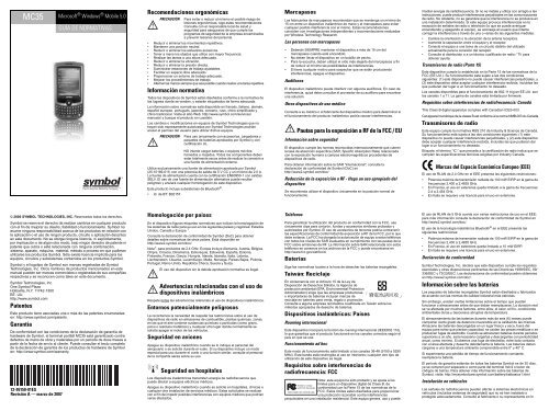MC35 Regulatory Information [Spanish] - Symbol