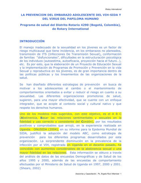 la prevencion del embarazo adolescente del vih-sida