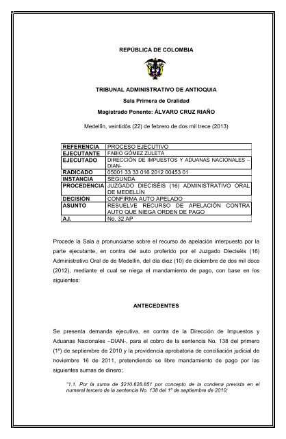 REPÚBLICA DE COLOMBIA TRIBUNAL ... - Rama Judicial REPÚBLICA DE COLOMBIA TRIBUNAL ... - Rama Judicial