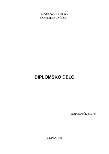 Diplomsko Delo Fakulteta Za šport Univerza V Ljubljani