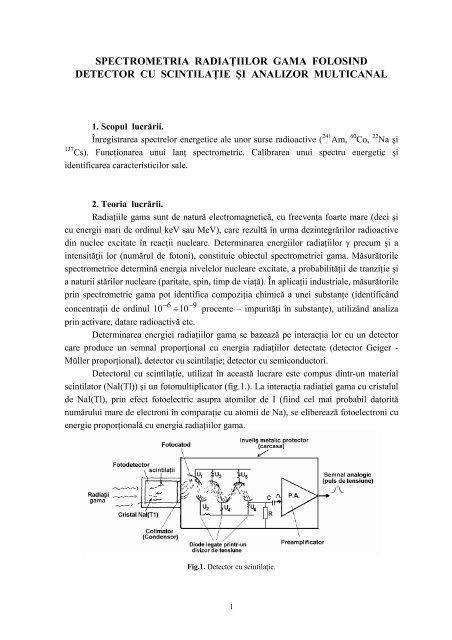Spectrometria radiatiei GAMMA folosind detector cu SCINTILATIE si ...