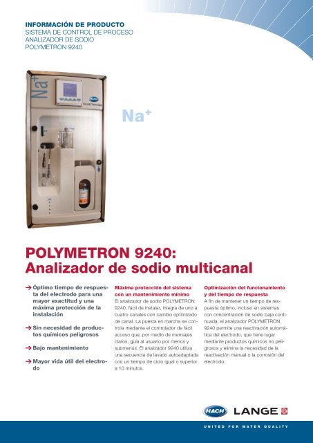 POLYMETRON 9240: Analizador de sodio multicanal - HACH LANGE