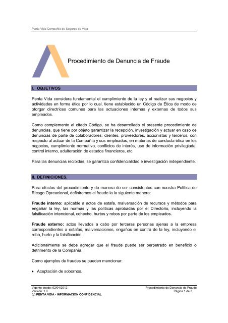 Procedimiento de Denuncia de Fraude v20120402 _2_ - Penta Vida ...